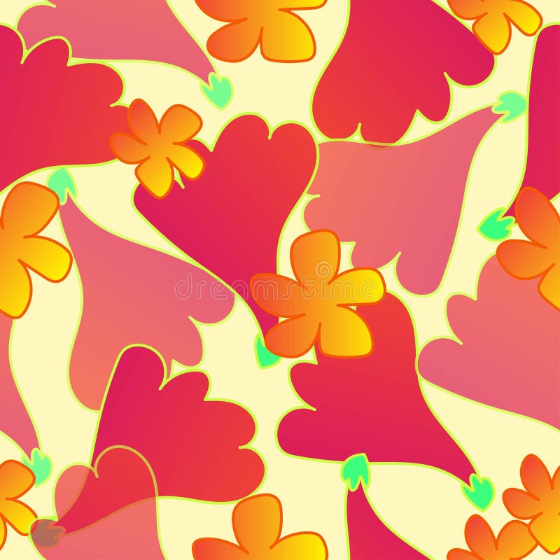 Pink and Yellow Flower Pattern Stock Vector - Illustration of wallpaper ...
