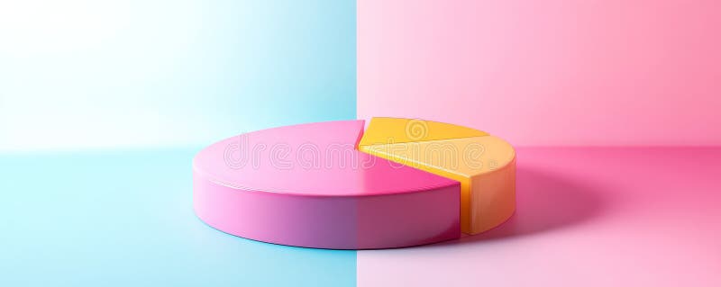 Pink and Yellow Pie Chart Against Pastel Background, Abstract Data ...