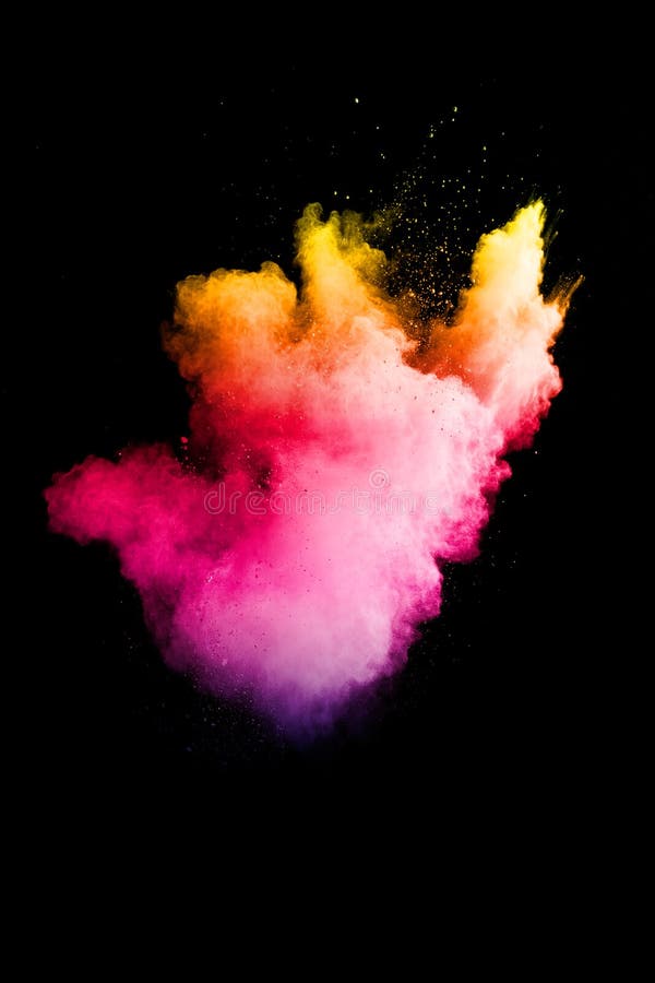 Pink Yellow Powder Splash on White Background,Freeze Motion of Color ...