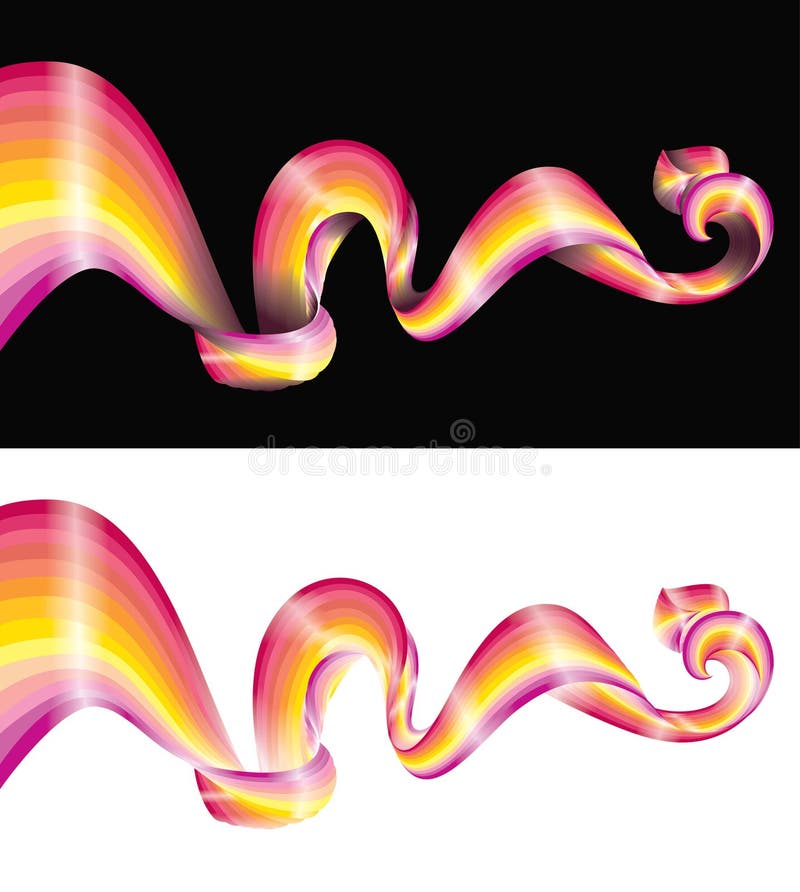 Pink and yellow ribbons stock vector. Illustration of pink - 10827556