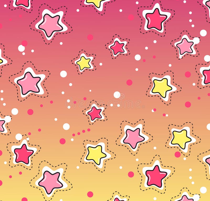 Pink, Yellow Stars Pattern. Stock Vector - Illustration of paper, happy ...
