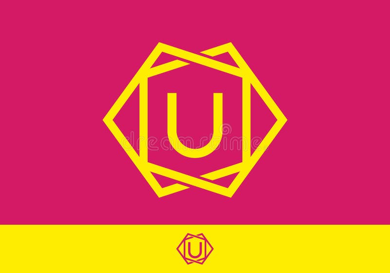 Pink Yellow of U Initial Letter in Frame Stock Vector - Illustration of ...