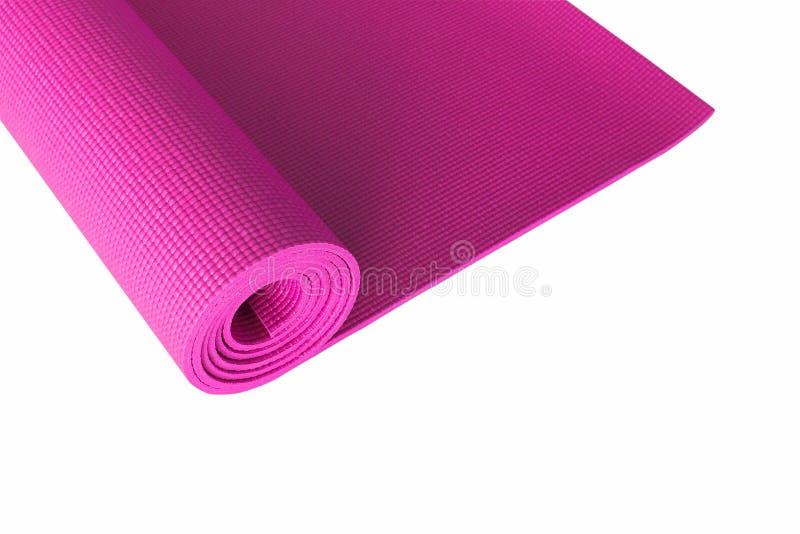 Pink Yoga Mat Isolated on White. Stock Photo - Image of mattress ...