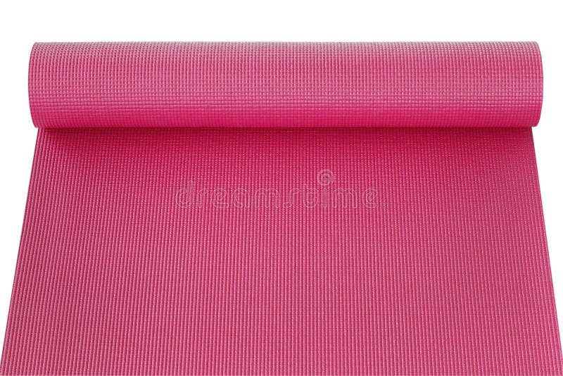 Pink Yoga Mat Isolated on White Stock Photo - Image of leisure, healthy ...