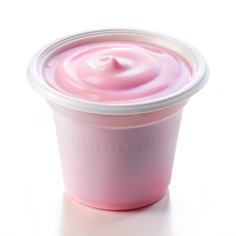 Pink yogurt cup with lid stock illustration. Illustration of food ...