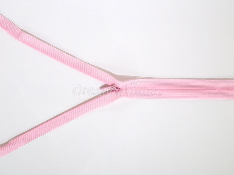 Pink zipper on white stock image. Image of closeup, flexibility - 124269799