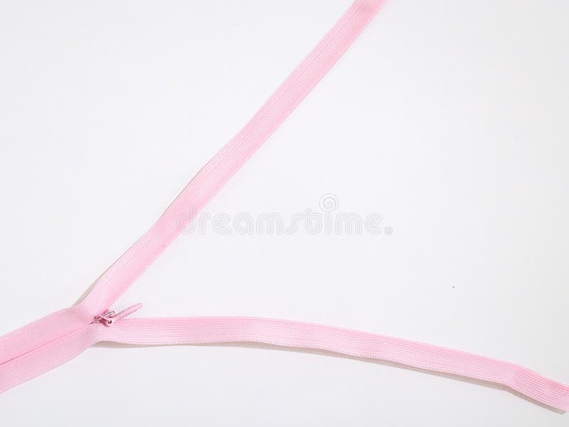 Pink zipper on white stock photo. Image of fastening - 124675324
