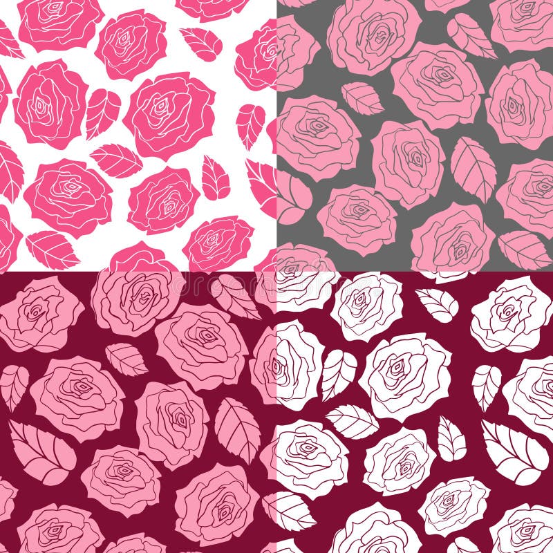 Pinkish Grey Maroon Background with Seamless Floral Pattern. Vector ...