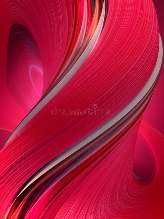 Pinkish Red Twisted Shape. Computer Generated Abstract Geometric 3D ...