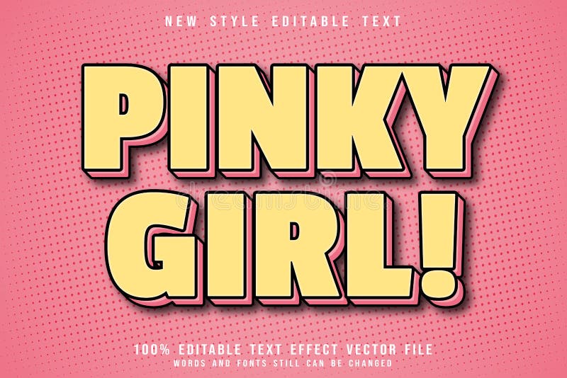 Pinky Girl Editable Text Effect Emboss Comic Style Stock Vector ...