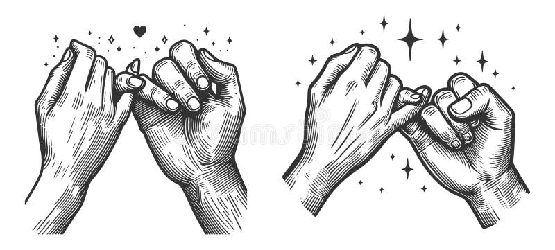 Pinky Promise Hand Gesture Set Vector Collection Stock Vector ...