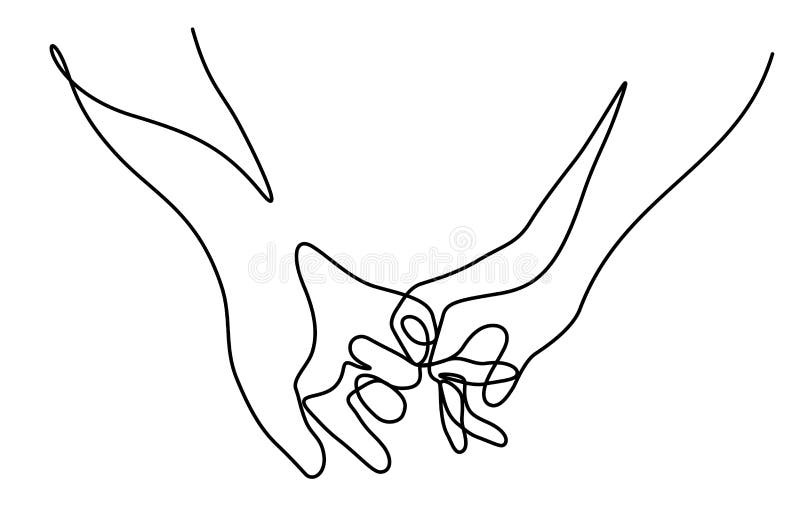 Pinky Swear of Couple in Continuous Line Drawing Style Stock Vector ...