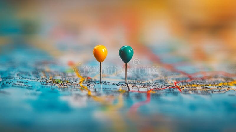 Pinned Destinations on Map stock illustration. Illustration of abstract ...