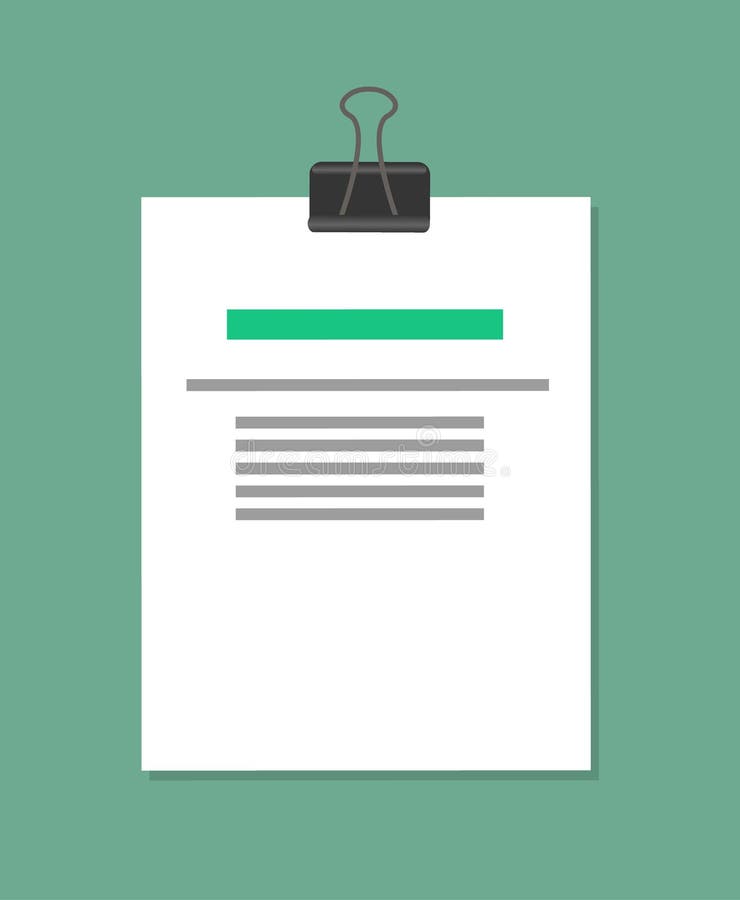 Pinned Document Sample, Color Vector Illustration Stock Vector ...