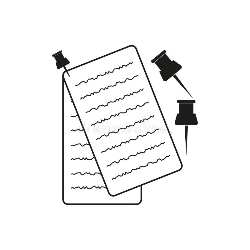 Pinned Documents Icon. Black Paper Sheets. Office Reminder Symbol ...