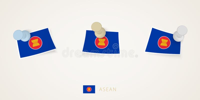 Pinned Flag of ASEAN in Different Shapes with Twisted Corners. Vector ...