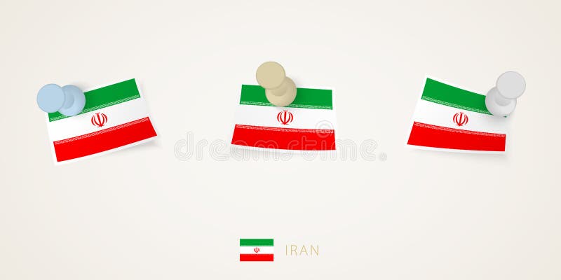 Pinned Flag of Iran in Different Shapes with Twisted Corners. Vector ...