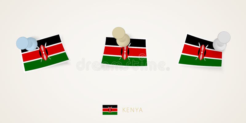 Pinned Flag of Kenya in Different Shapes with Twisted Corners. Vector ... Pinned Flag of Kenya in Different Shapes with Twisted Corners. Vector ...