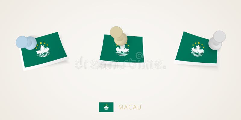 Pinned Flag of Macau in Different Shapes with Twisted Corners. Vector ...