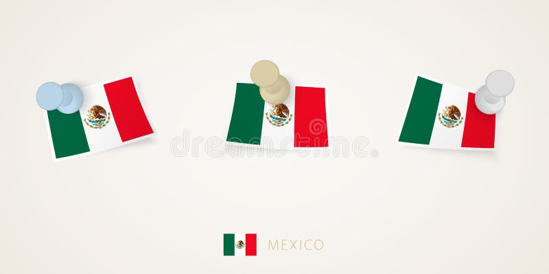 Pinned Flag of Mexico in Different Shapes with Twisted Corners. Vector ...