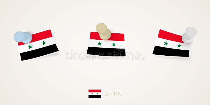 Pinned Flag of Syria in Different Shapes with Twisted Corners. Vector ...