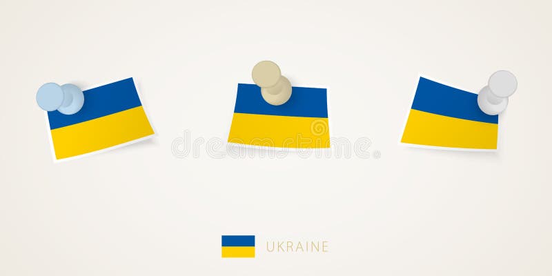 Pinned Flag of Ukraine in Different Shapes with Twisted Corners. Vector ...