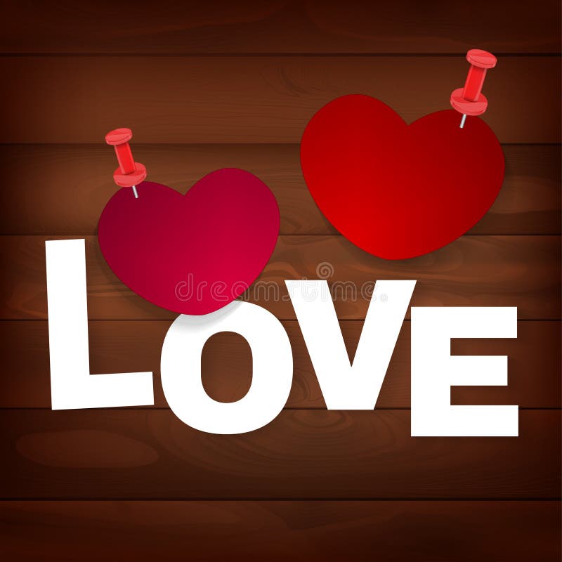 Pinned heart on wood stock vector. Illustration of label - 64411288
