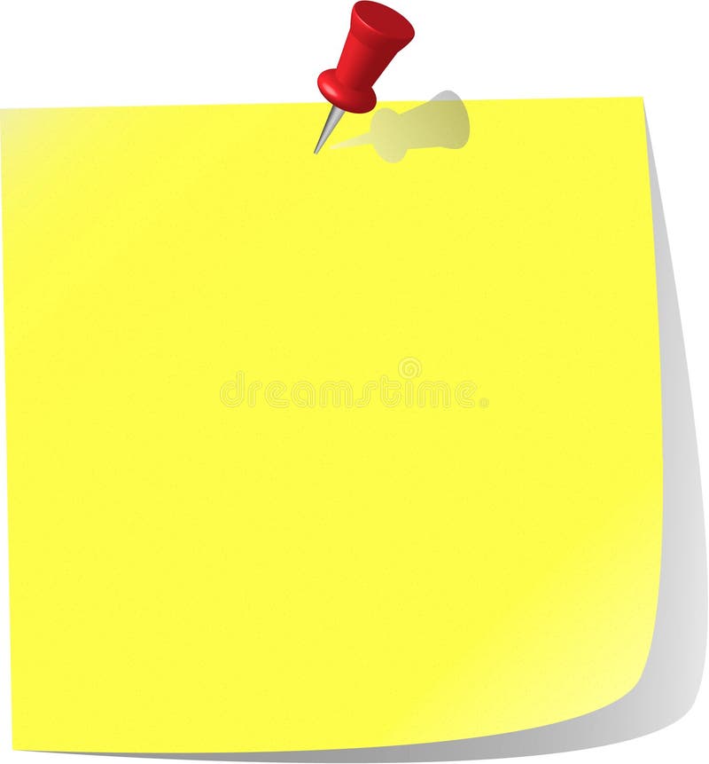 Pinned Note Paper, Canary Yellow Stock Vector - Illustration of message ...