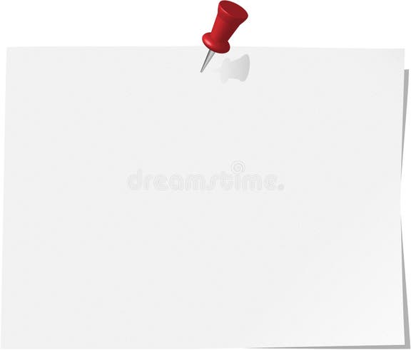 Pinned note paper, white stock illustration. Illustration of write ...