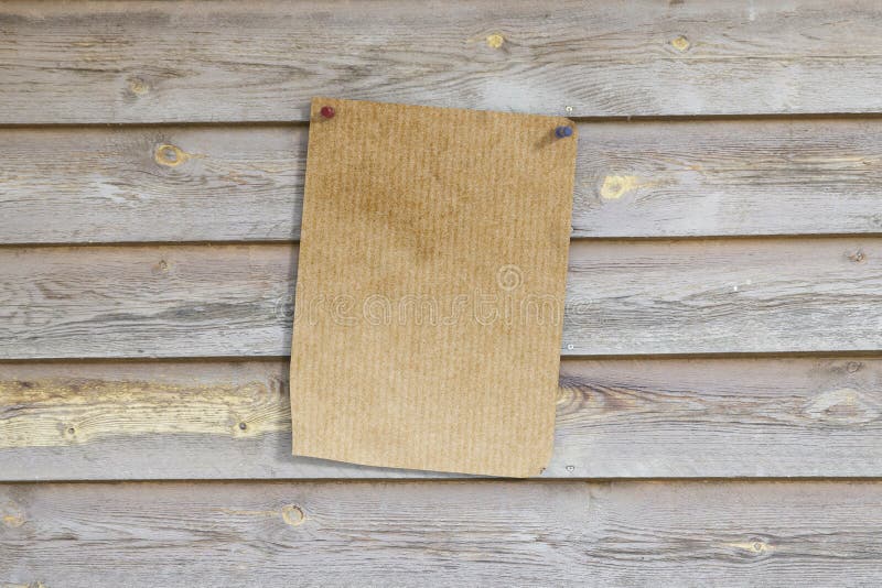 Pinned page on wooden wall stock illustration. Illustration of page ...
