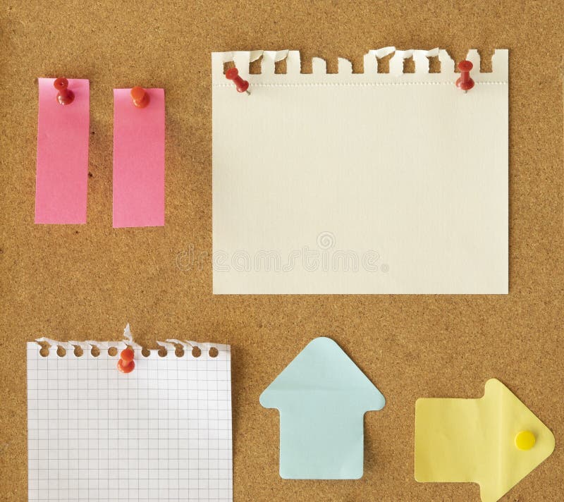 Pinned Paper Notes Mockup. Cork Board with Tasks in Office Stock Photo ...