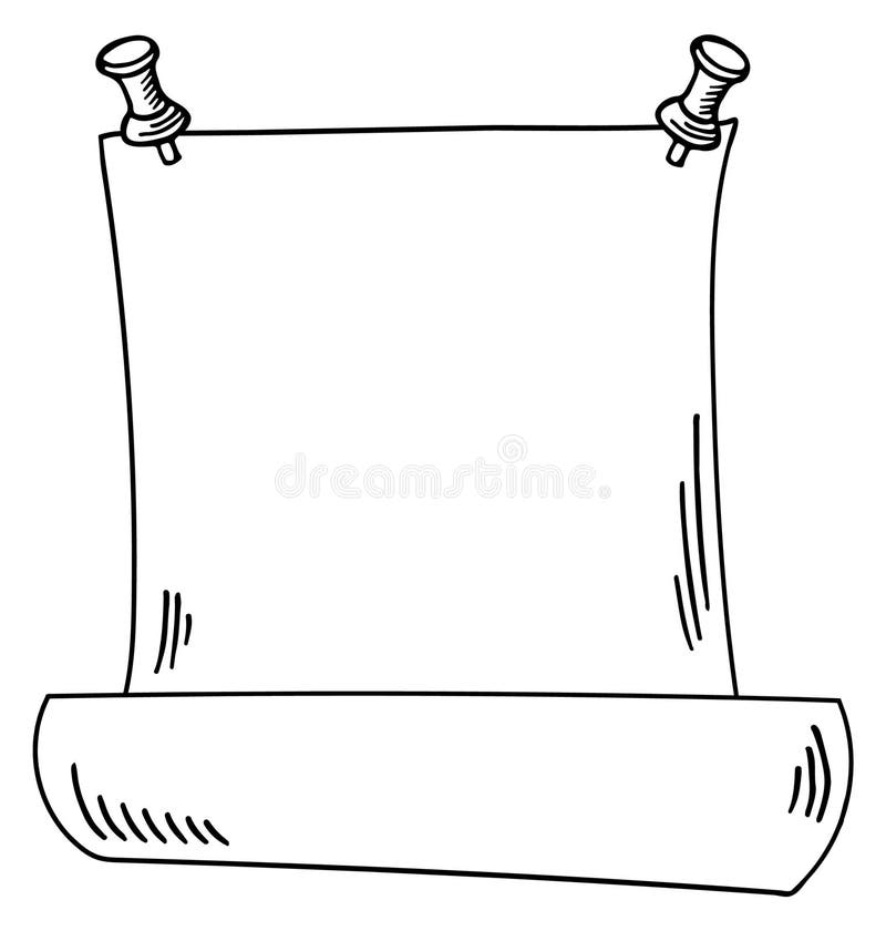 Pinned Paper Sheet Sketch. Hand Drawn Note Template Stock Illustration ...