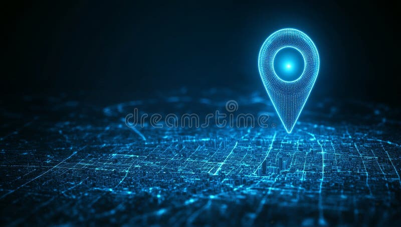 Pinning a Location on the Map Over a Blue Tone Cityscape that Features ...