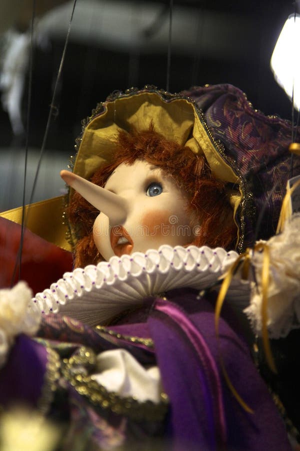 Pinocchio Doll with Long Nose Stock Image - Image of model, figurine ...
