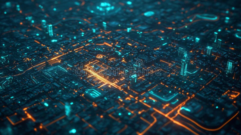 Pinpoint Digital Tech Map Generative AI Stock Illustration ...