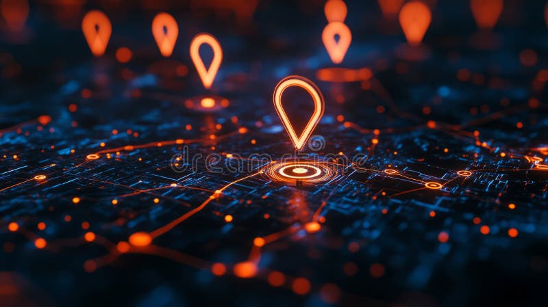 Pinpoint Digital Tech Map Generative AI Stock Illustration ...