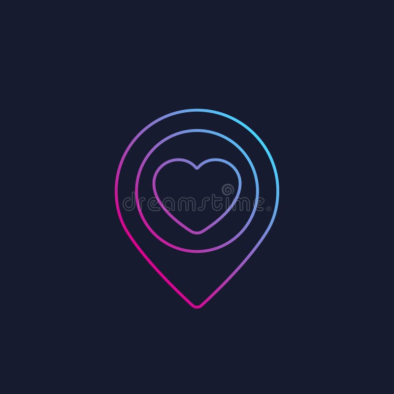 Pinpoint with Heart, Dating Linear Logo Stock Vector - Illustration of ...
