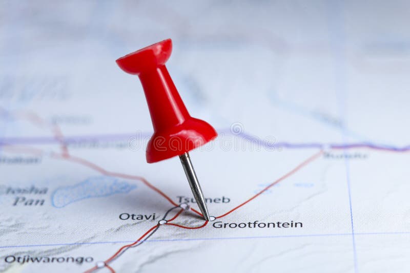 Grootfontein, Namibia Pin on Map Stock Image - Image of journey, earth ...