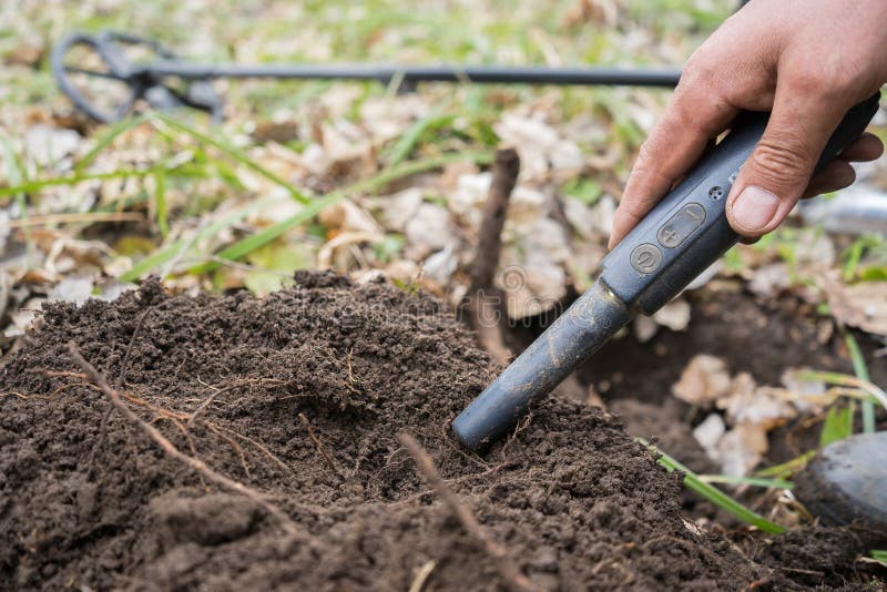 Pinpointer Metal Detector in Hand. Search Coins with a Pinpointer Stock ...
