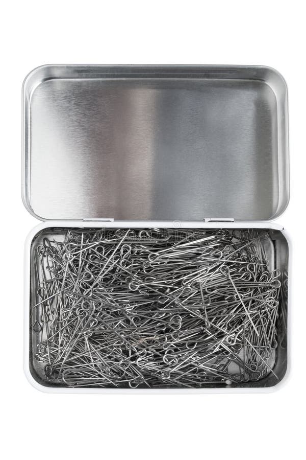 Pins in a box isolated stock image. Image of items, steel - 229657753
