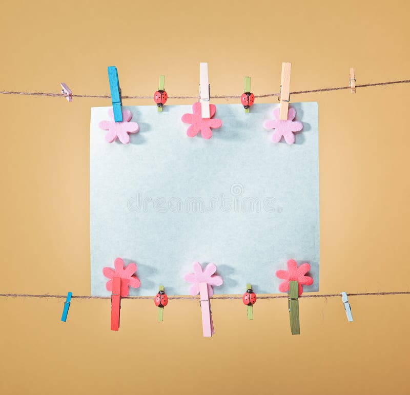 Pins Clothesline Spring on Nameplate. Hd Photo Stock Image - Image of ...