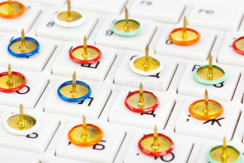 Pins on computer keyboard stock image. Image of censor - 57166187