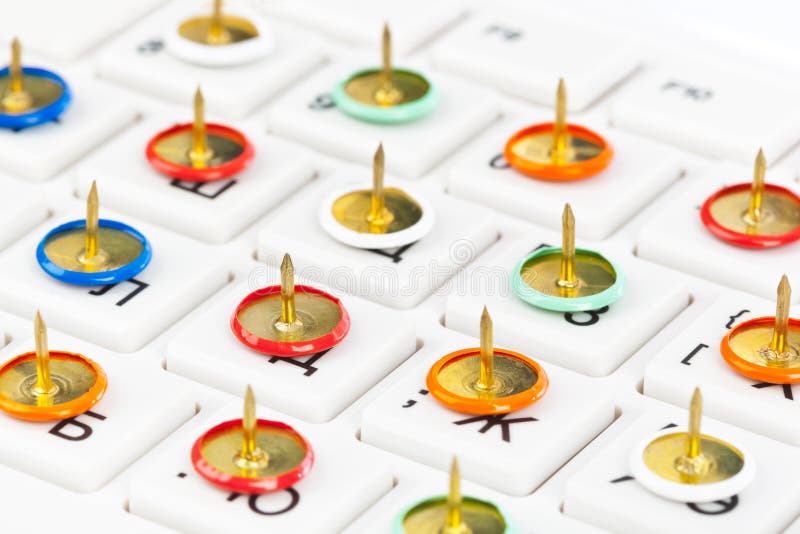 Pins on computer keyboard stock image. Image of concept - 59752765