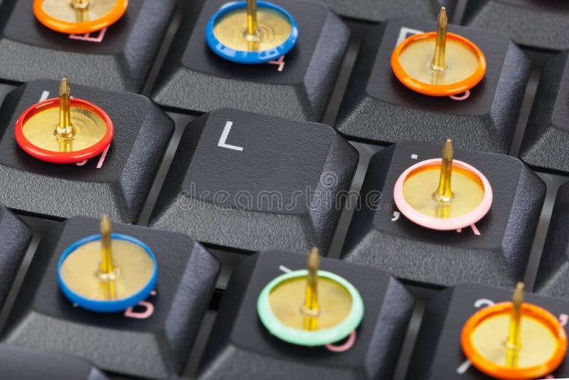 Pins on computer keyboard stock image. Image of business - 60561037