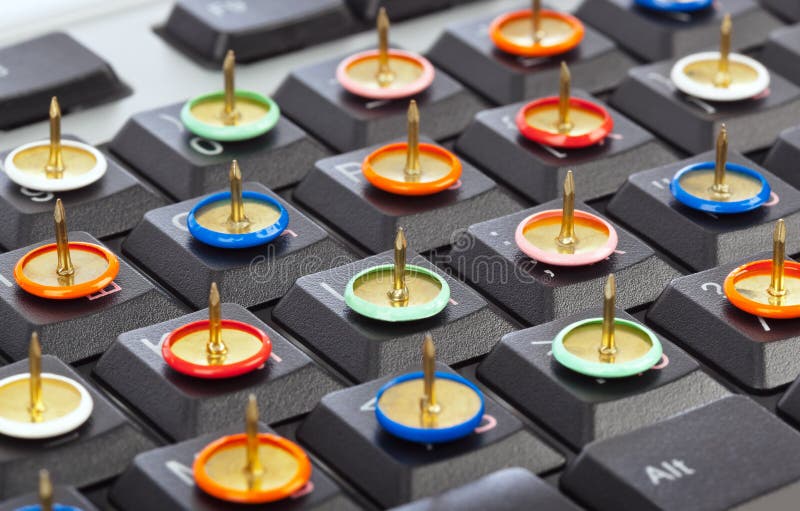Pins on computer keyboard stock image. Image of concept - 59752765