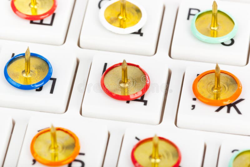 Pins on computer keyboard stock image. Image of computer - 85241481
