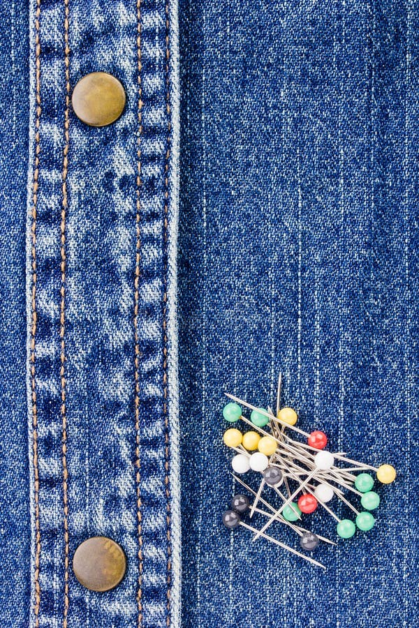 Pins on Denim stock image. Image of abstract, clothing - 27962683