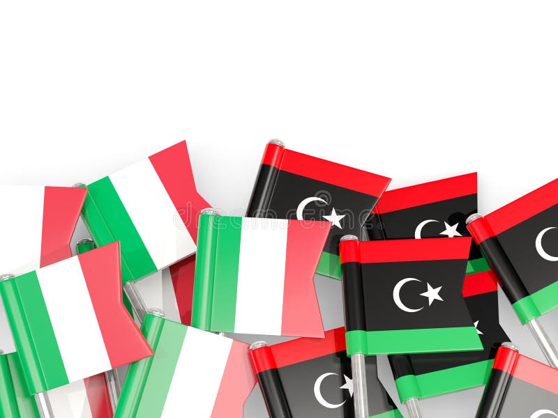 Pins with Flags of Italy and Libya Isolated on White Stock Illustration ...
