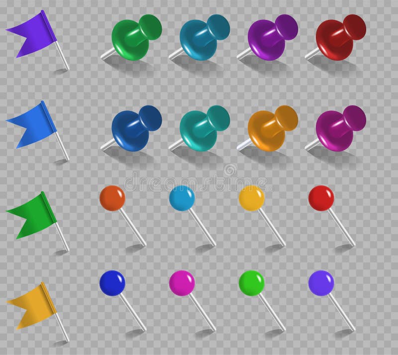 Pins flags tacks set stock vector. Illustration of button - 229191934