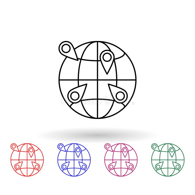 Pin on the Globe Multi Color Icon. Simple Thin Line, Outline Vector of ...